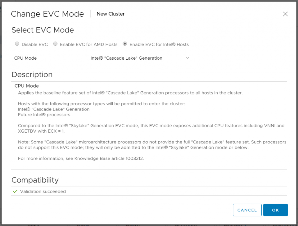 VMware vSphere 7.0 introduces Cascade Lake EVC Mode | virten.net