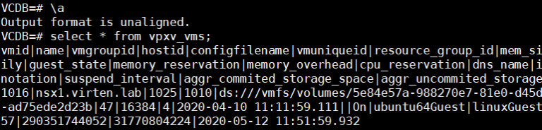Connect And Work With The Vcsa Embedded Vpostgres Database