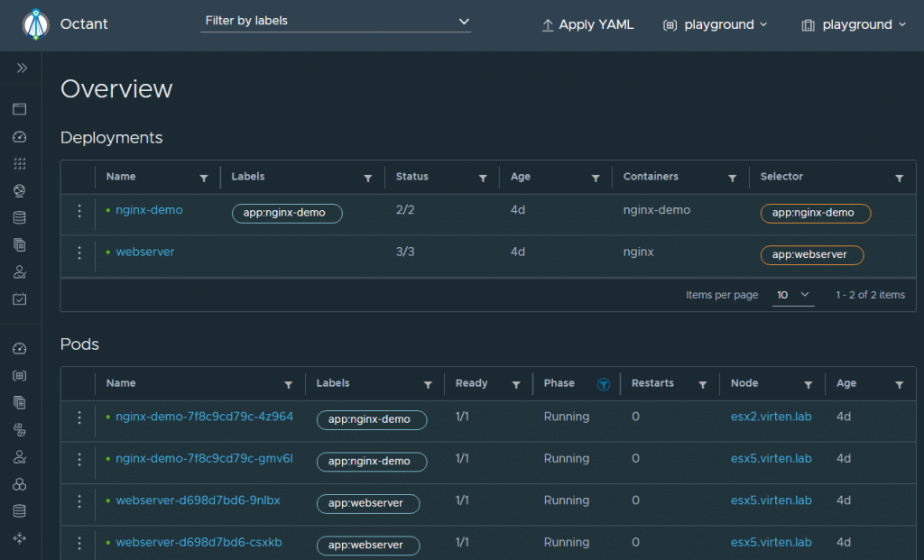 VMware vSphere with Kubernetes Guide Part 7 - Octant and Lens | virten.net