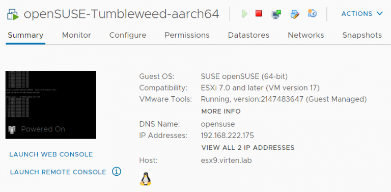 VMware Tools for openSUSE aarch64 on ESXi-Arm | virten.net